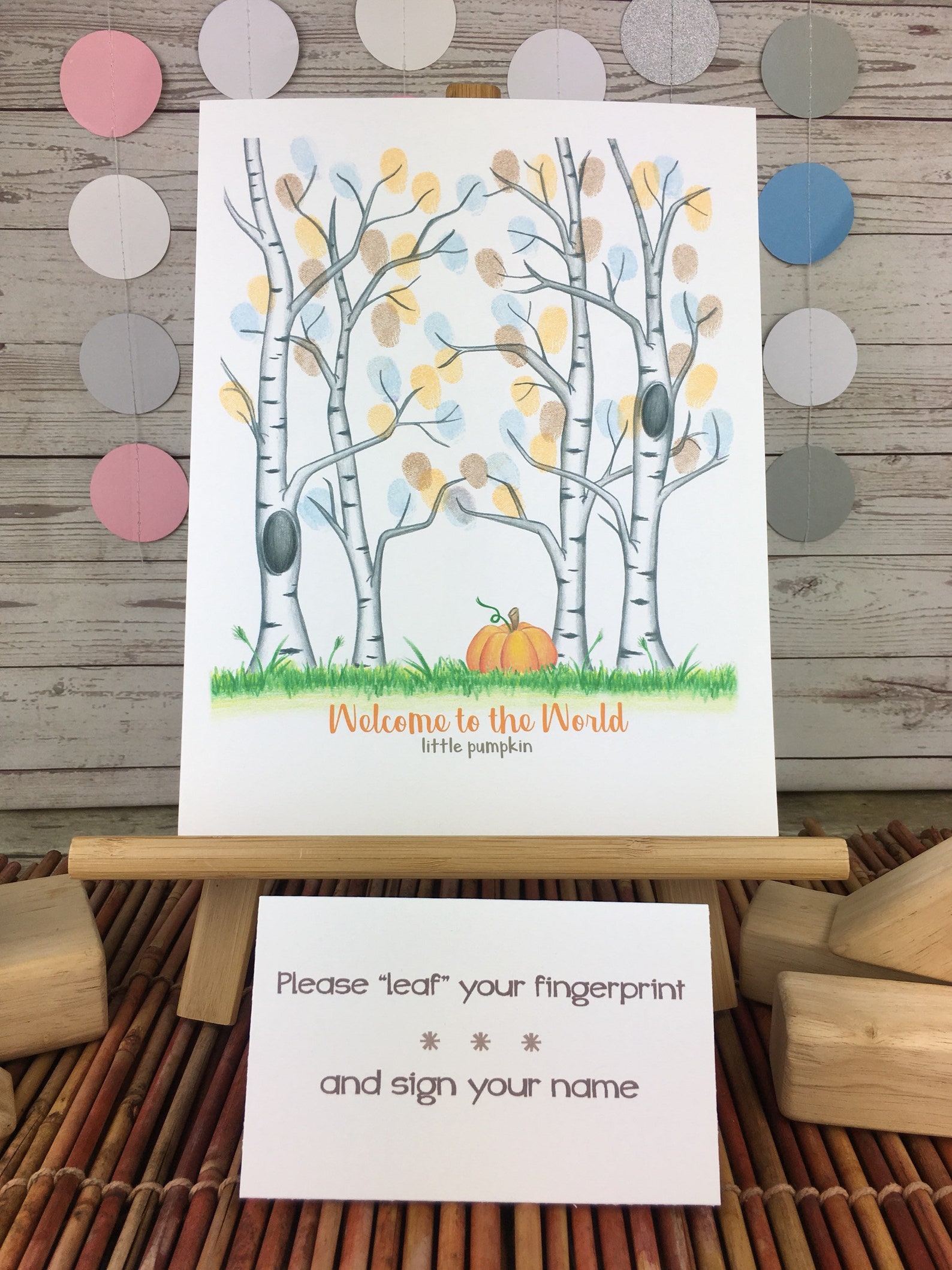 PRINTABLE fall fingerprint birch tree nursery happy fall | Etsy