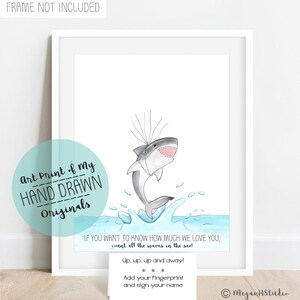 Shark Birthday Thumbprint Tree, Fingerprint Shark Baby Shower Ideas ...