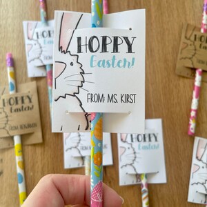 Easter Party Favors, Easter Bunny Pencils and Personalized Tags, HOPPY ...