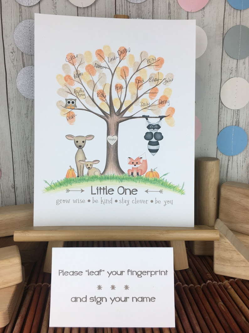INSTANT DOWNLOAD Fall Woodland Baby Shower Tree Thumbprint | Etsy
