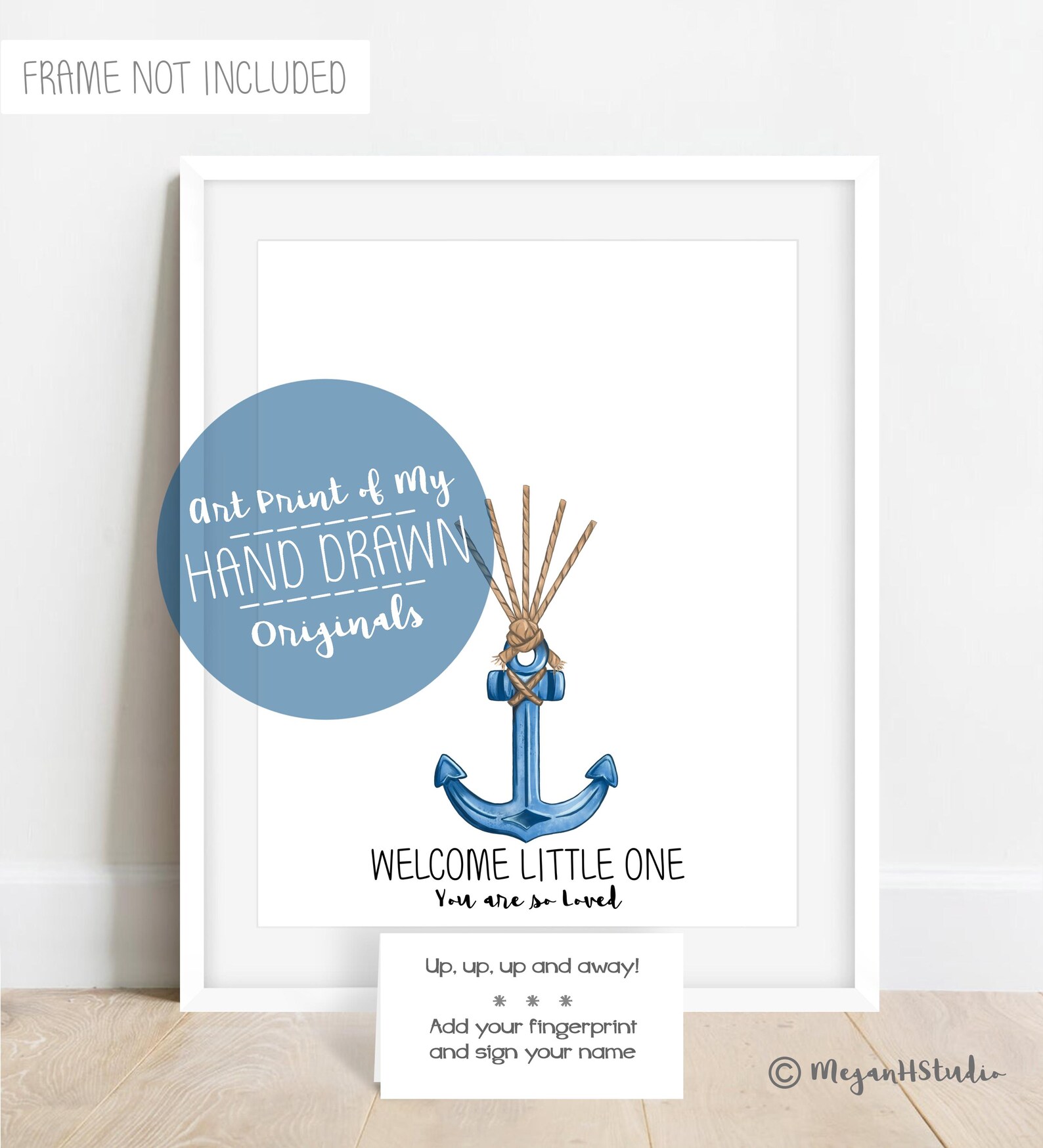 INSTANT DOWNLOAD Nautical Themed Fingerprint Poster, Fingerprint Anchor ...