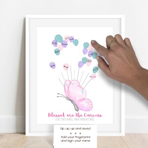 INSTANT DOWNLOAD Butterfly Fingerprint Poster, Butterfly Birthday Party ...