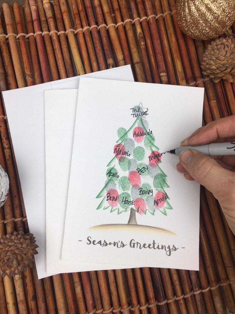INSTANT DOWNLOAD Fingerprint Christmas Card, Family Christmas Card ...