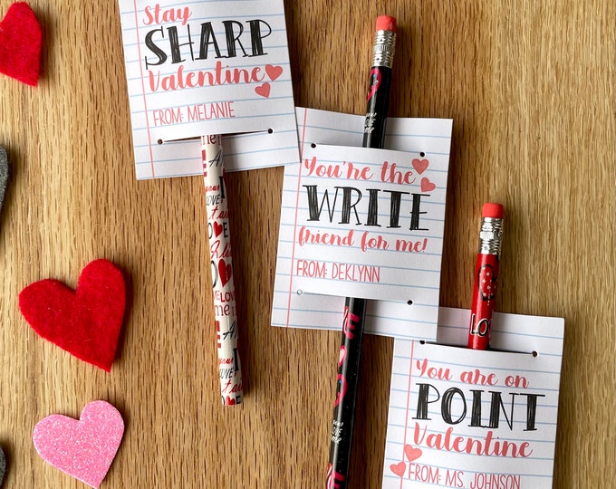 Assembled Valentines Day Pencils With Tags Cards and - Etsy