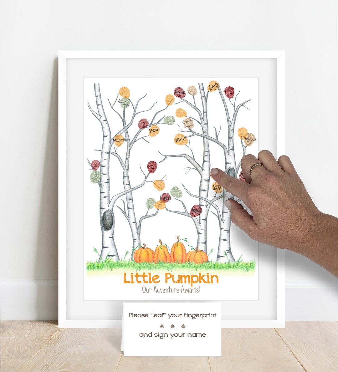 INSTANT DOWNLOAD Birch Fall Fingerprint Tree, Fall Baby Shower Ideas ...