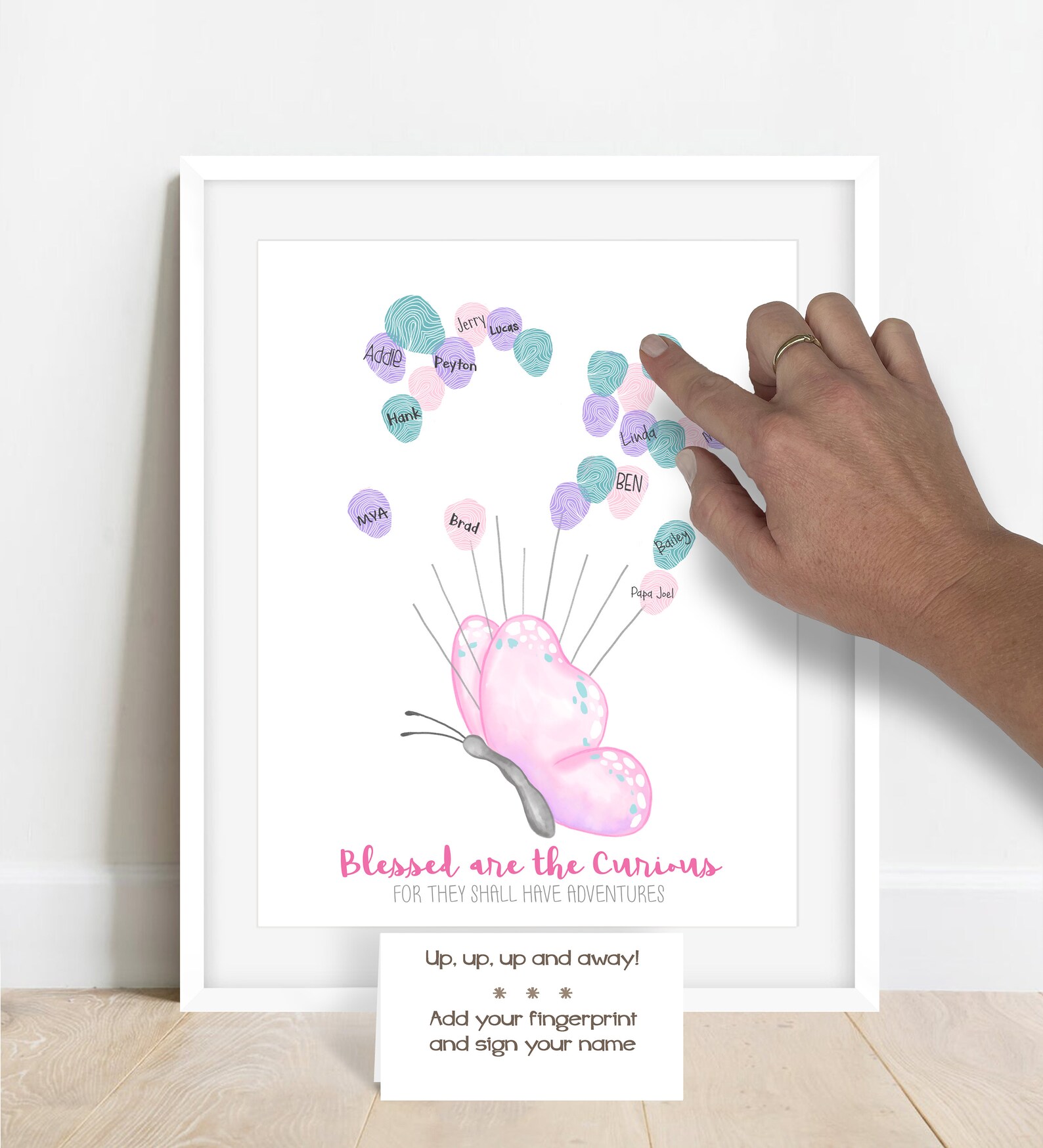 Personalized Butterfly Fingerprint Poster, Butterfly Themed Baby Shower ...