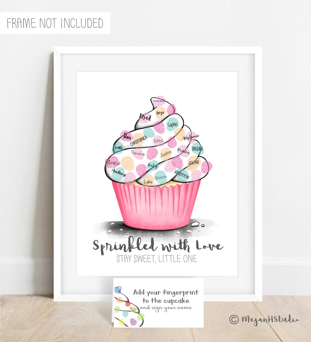 Fingerprint Cupcake Poster, Cupcake Themed Birthday Party Fingerprints ...