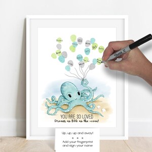INSTANT DOWNLOAD Octopus Fingerprint Poster, Sea Animal Birthday Party ...