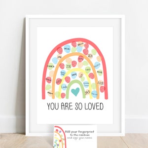 Personalized Fingerprint Rainbow Poster, Classic Rainbow Baby Shower ...