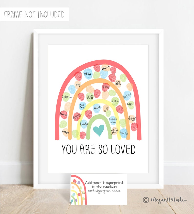 Personalized Fingerprint Rainbow Poster Classic Rainbow Baby - Etsy