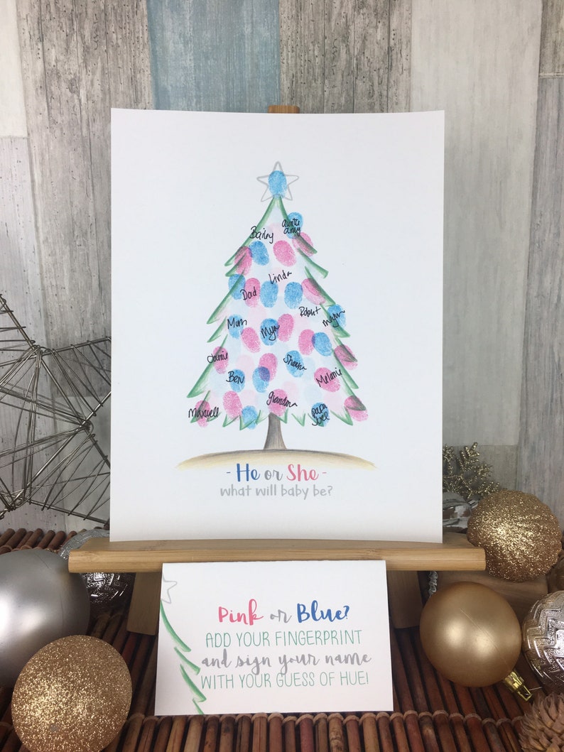 INSTANT DOWNLOAD Christmas Gender Reveal Fingerprint Tree - Etsy