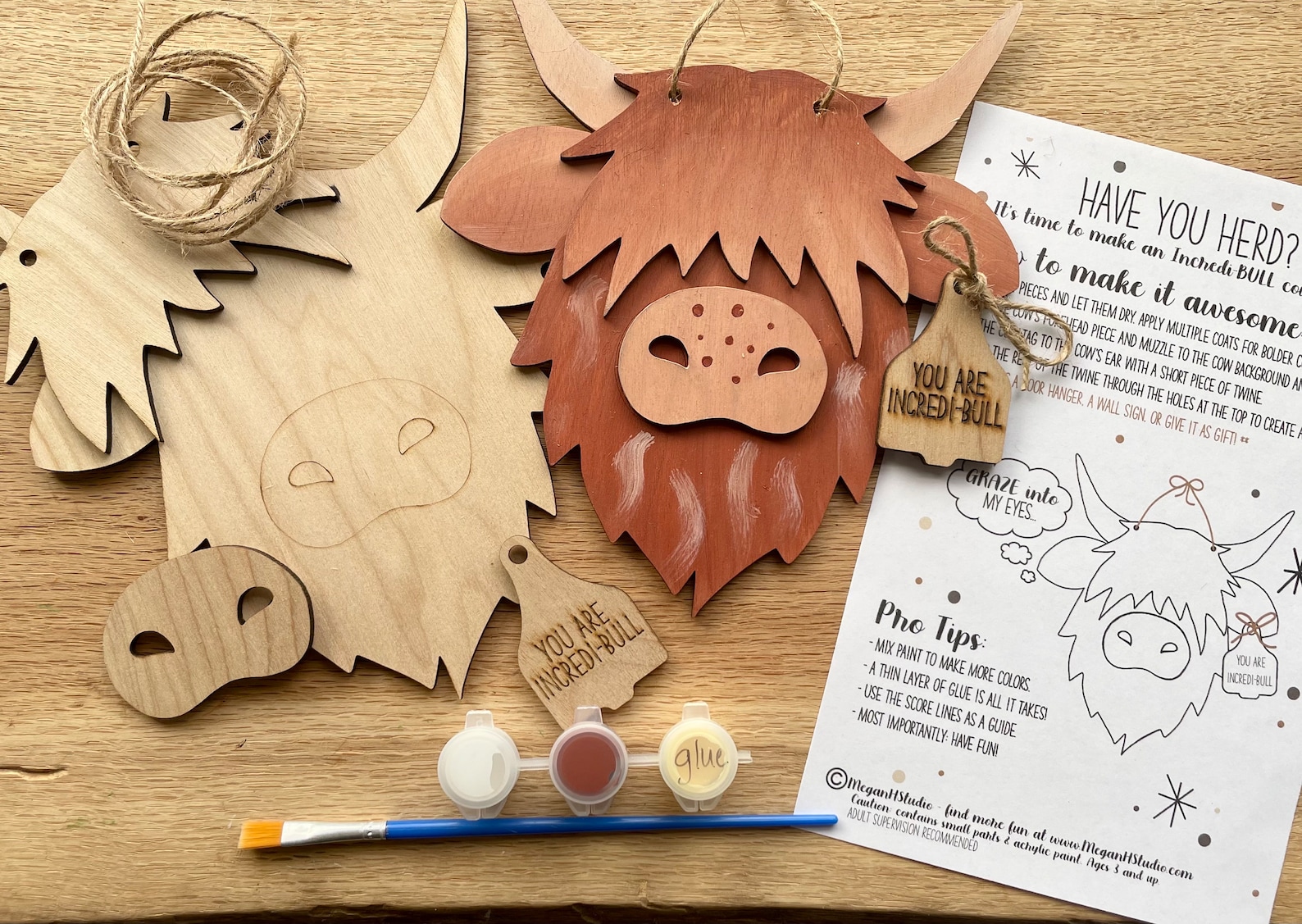 Paint Your Own Highland Cow Craft Kit, Wooden Cow Craft Kit, DIY Cow ...