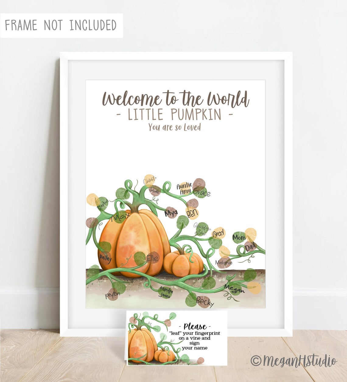 INSTANT DOWNLOAD Little Pumpkin Patch Baby Shower Fingerprint Poster ...