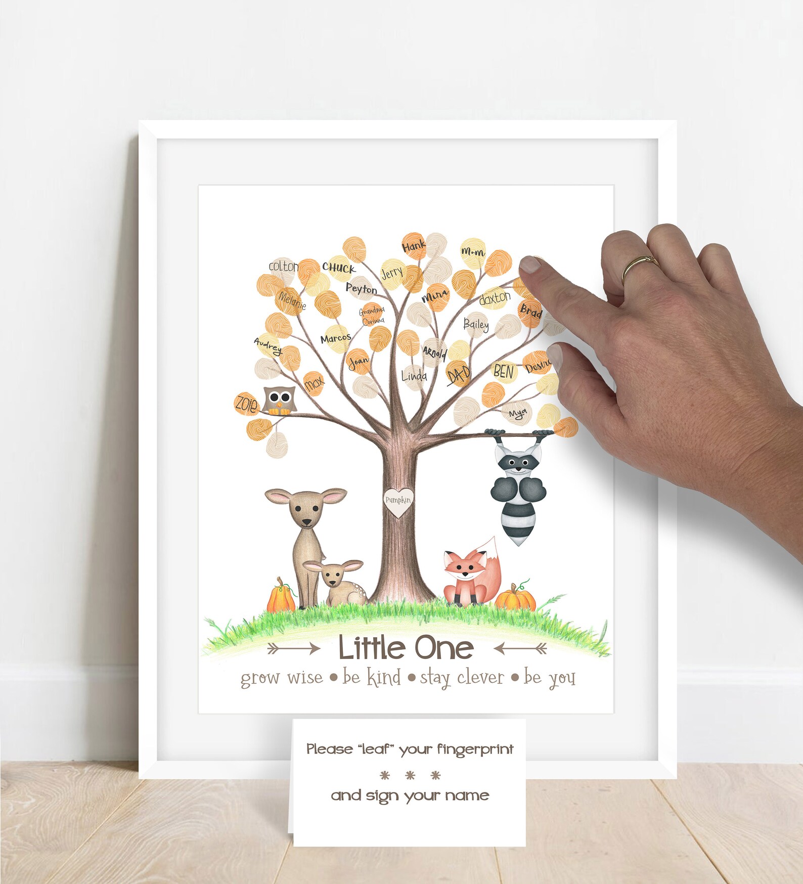 INSTANT DOWNLOAD Fall Woodland Baby Shower Tree Thumbprint - Etsy