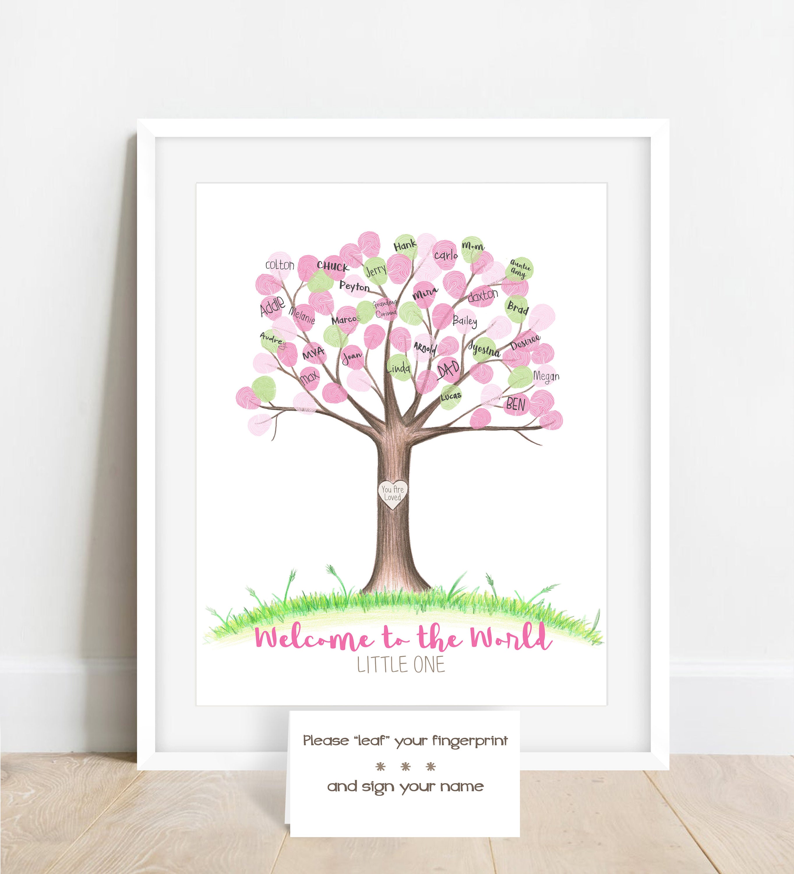 INSTANT DOWNLOAD Girl's Baby Shower Tree Fingerprint | Etsy