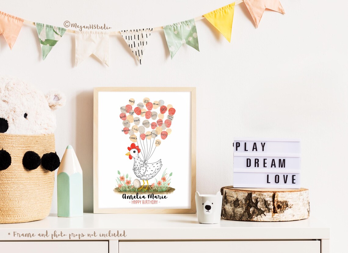 Barnyard Birthday Theme Fingerprint Tree, Chicken Birthday Party Ideas, Chicken Party, Farm ...