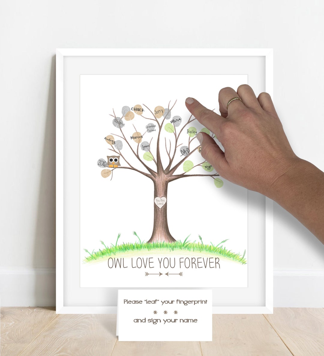 Owl Themed Baby Shower Fingerprint Tree, Guestbook Alternative, Gender ...