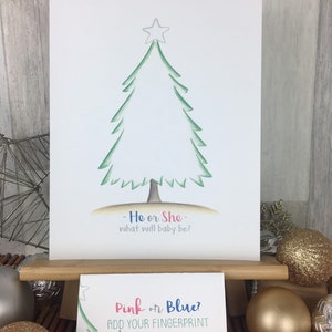 Gender Reveal Christmas Tree, Christmas Fingerprint Tree, Holiday ...