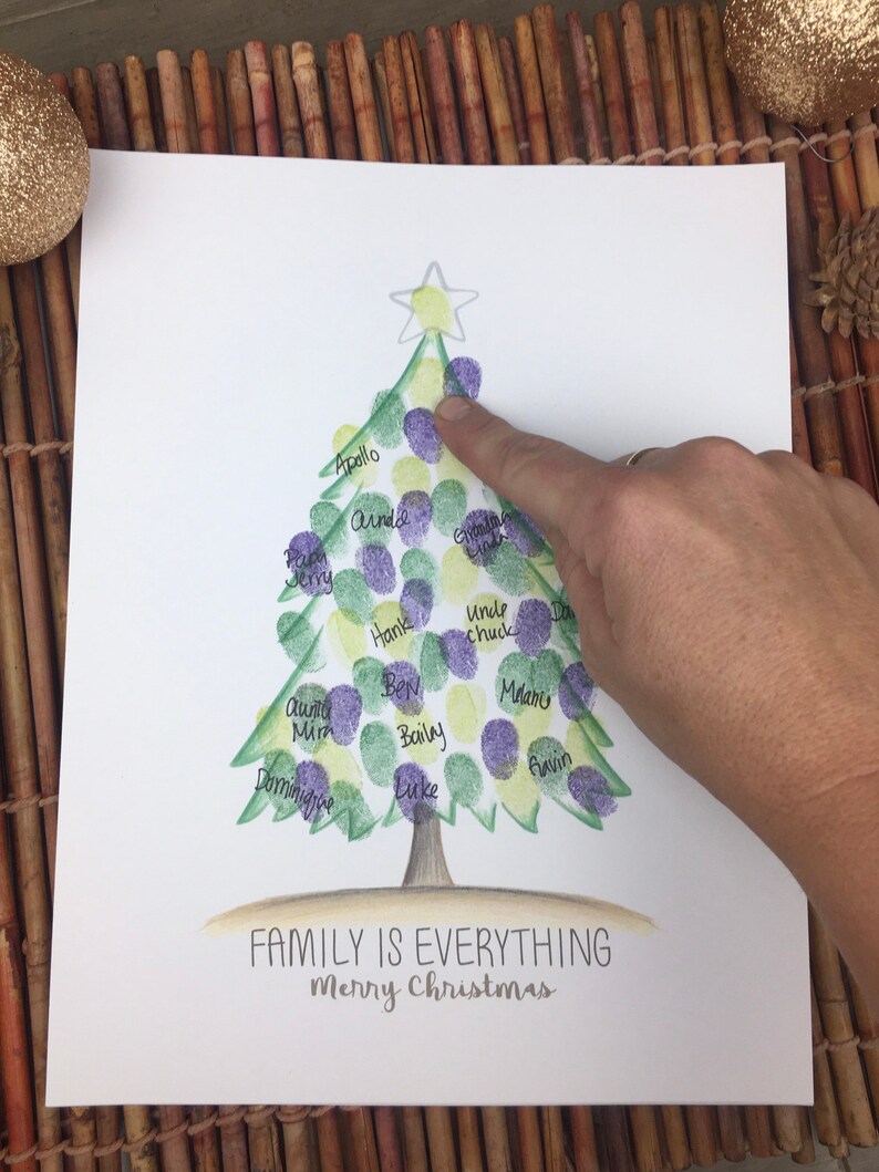 PRINTABLE Christmas Fingerprint Tree Holiday Party Ideas | Etsy