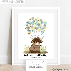 INSTANT DOWNLOAD Highland Cow Baby Shower Fingerprint Poster, Farm Baby ...