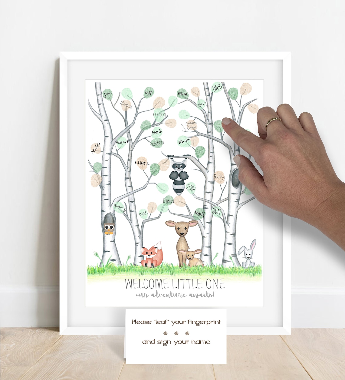 Woodland Baby Shower Thumb Print Tree Finger Print Tree | Etsy