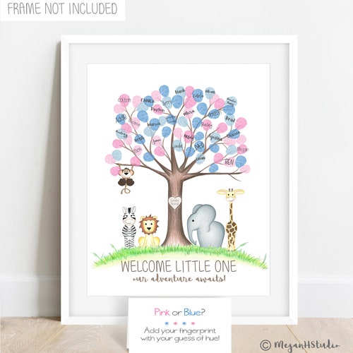 INSTANT DOWNLOAD Editable Gender Reveal Fingerprint Tree - Etsy