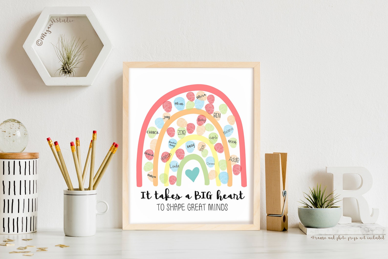 Personalized Teacher Appreciation Fingerprint Rainbow Poster, Rainbow ...