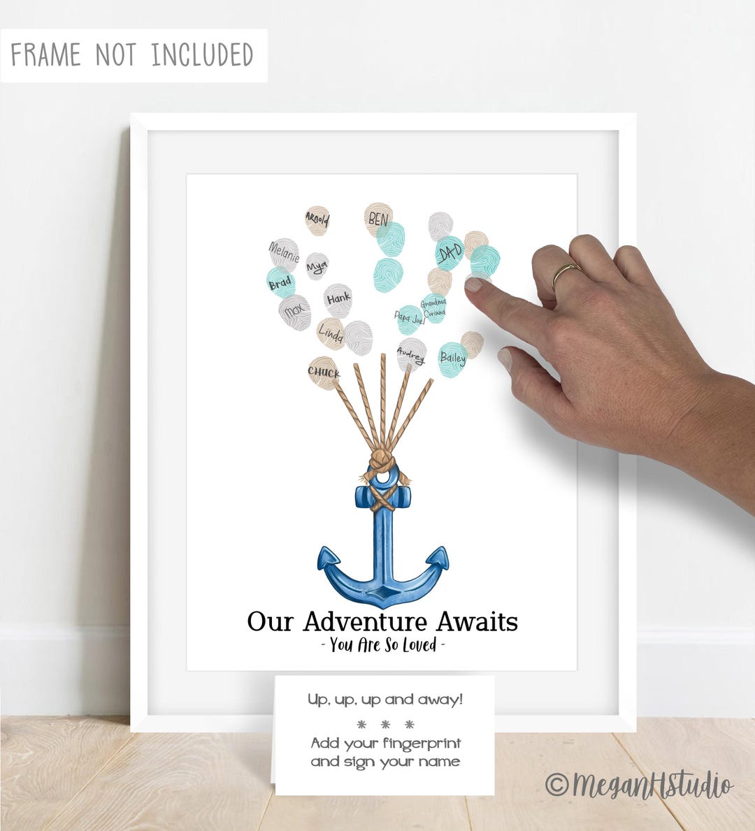 INSTANT DOWNLOAD Nautical Themed Anchor Fingerprint Poster Baby Shower ...