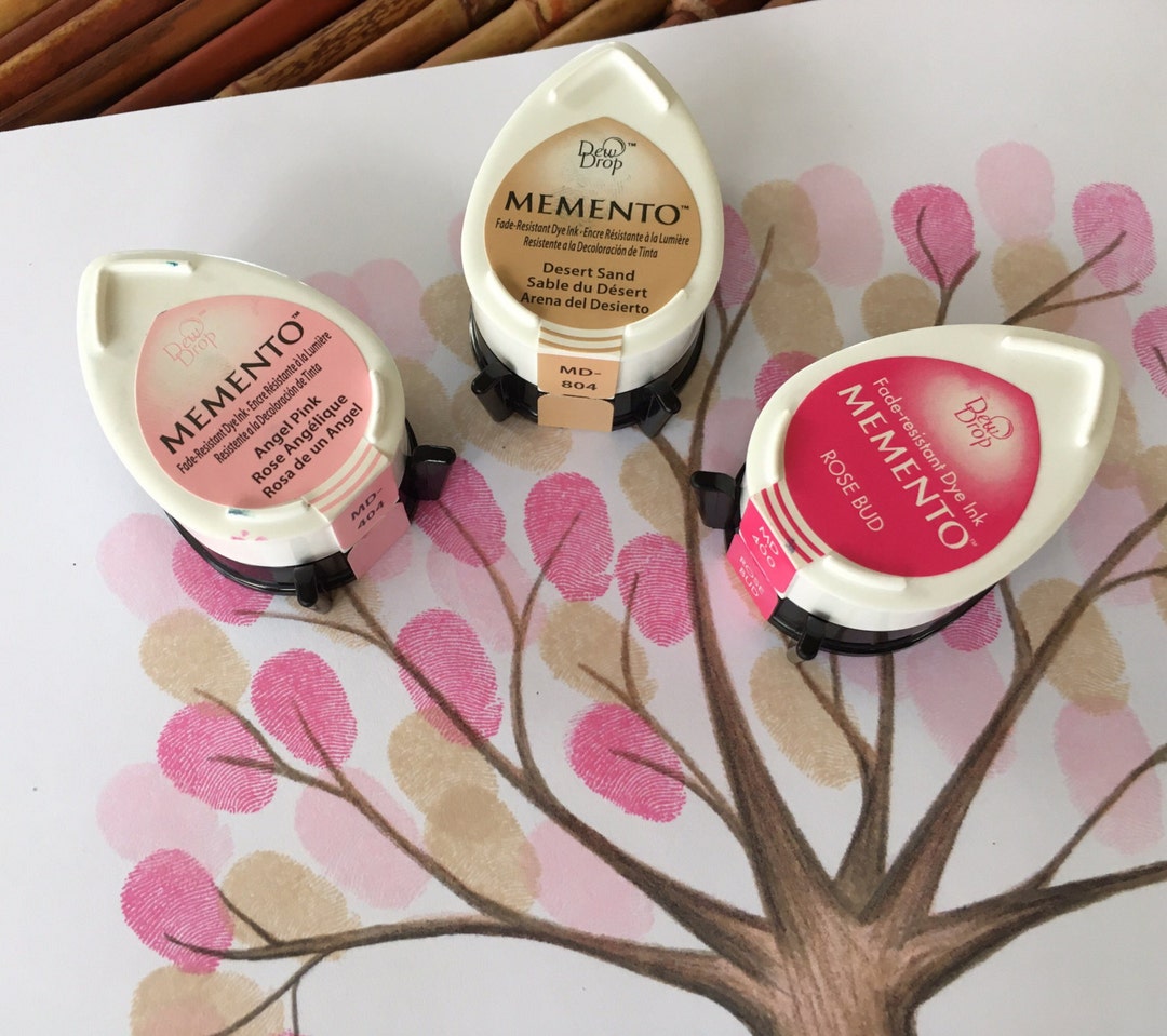 Set of 3 Pink and Tan Fingerprint Tree Stamp Pads, Memento Dew Drop ...
