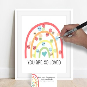 Personalized Fingerprint Rainbow Poster, Classic Rainbow Baby Shower ...