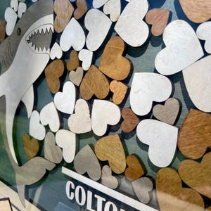 3D Shark Theme Drop Box Keepsake Frame With Heart Shapes, Shark ...