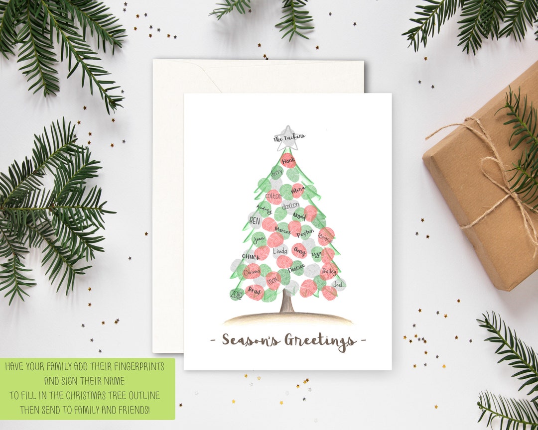 INSTANT DOWNLOAD Fingerprint Christmas Card, Family Christmas Card ...