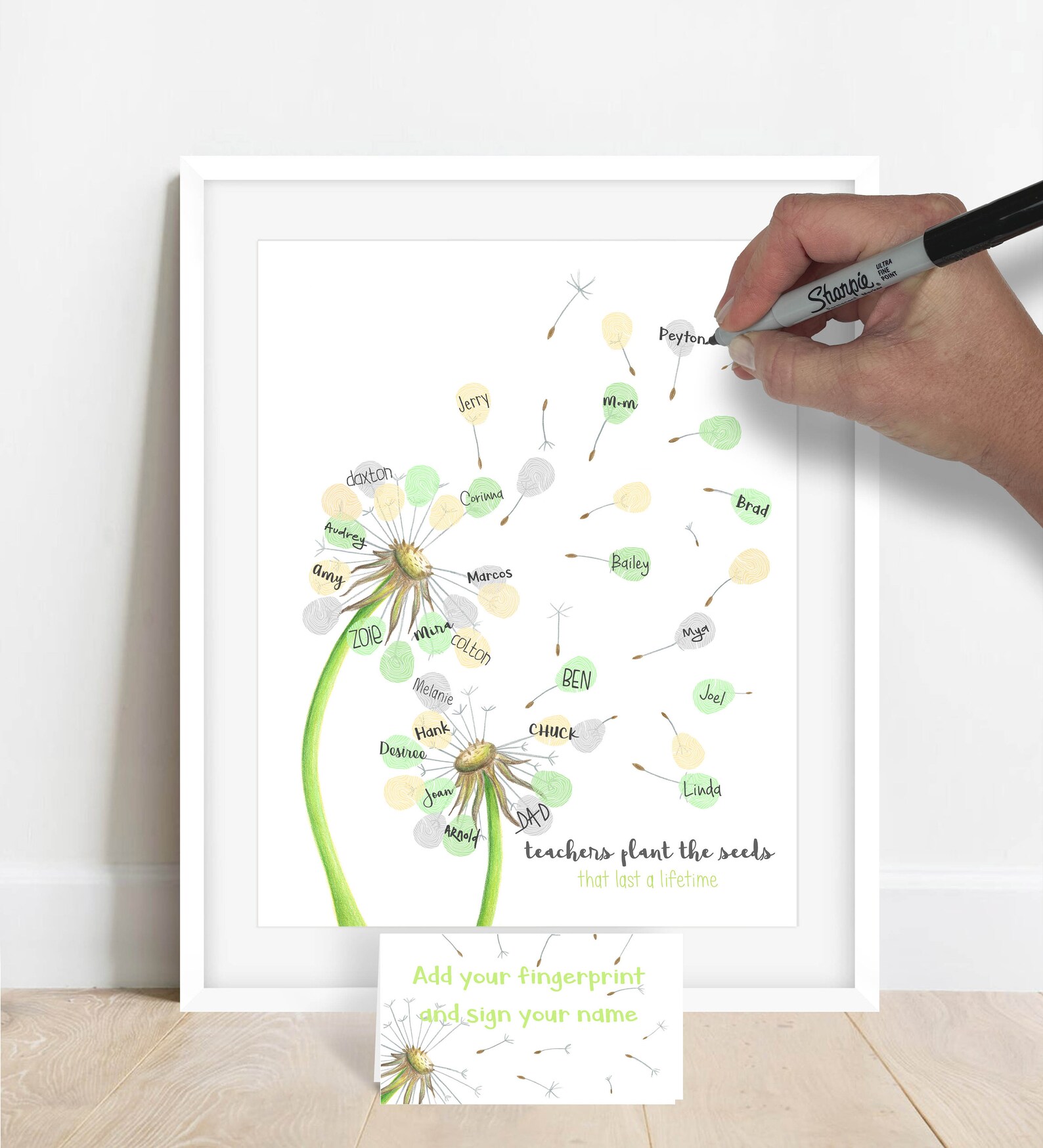 Dandelion Thumbprint Art Teacher Fingerprint Gift Teacher - Etsy