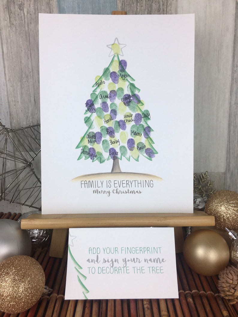 PRINTABLE Christmas Fingerprint Tree Holiday Party Ideas | Etsy