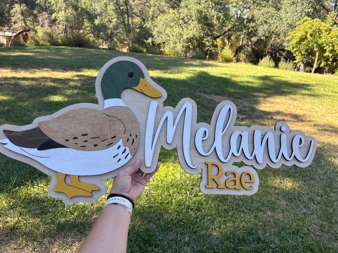 Layered Duck Theme Nursery Name Sign, Mallard Duck Baby Name Sign, 3D ...