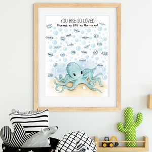 Personalized Octopus Baby Shower Signature Poster, Octopus Theme Baby ...