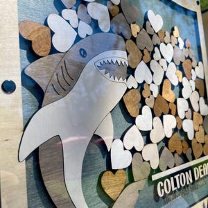 3D Shark Theme Drop Box Keepsake Frame With Heart Shapes, Shark ...