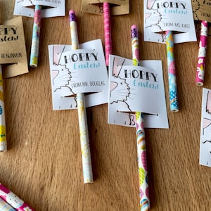 Easter Party Favors, Easter Bunny Pencils and Personalized Tags, HOPPY ...