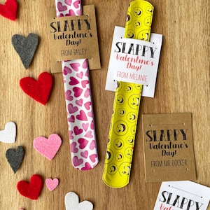 Assembled SLAPPY Valentines Day Tags With Slap Bracelets, Candy-free ...
