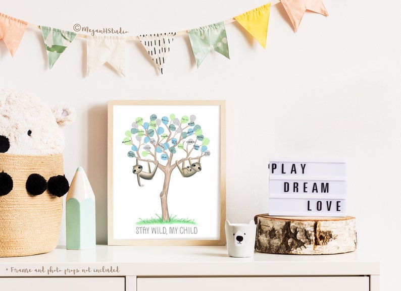 Gender Neutral Sloth Baby Shower Fingerprint Tree Sloth Puns | Etsy