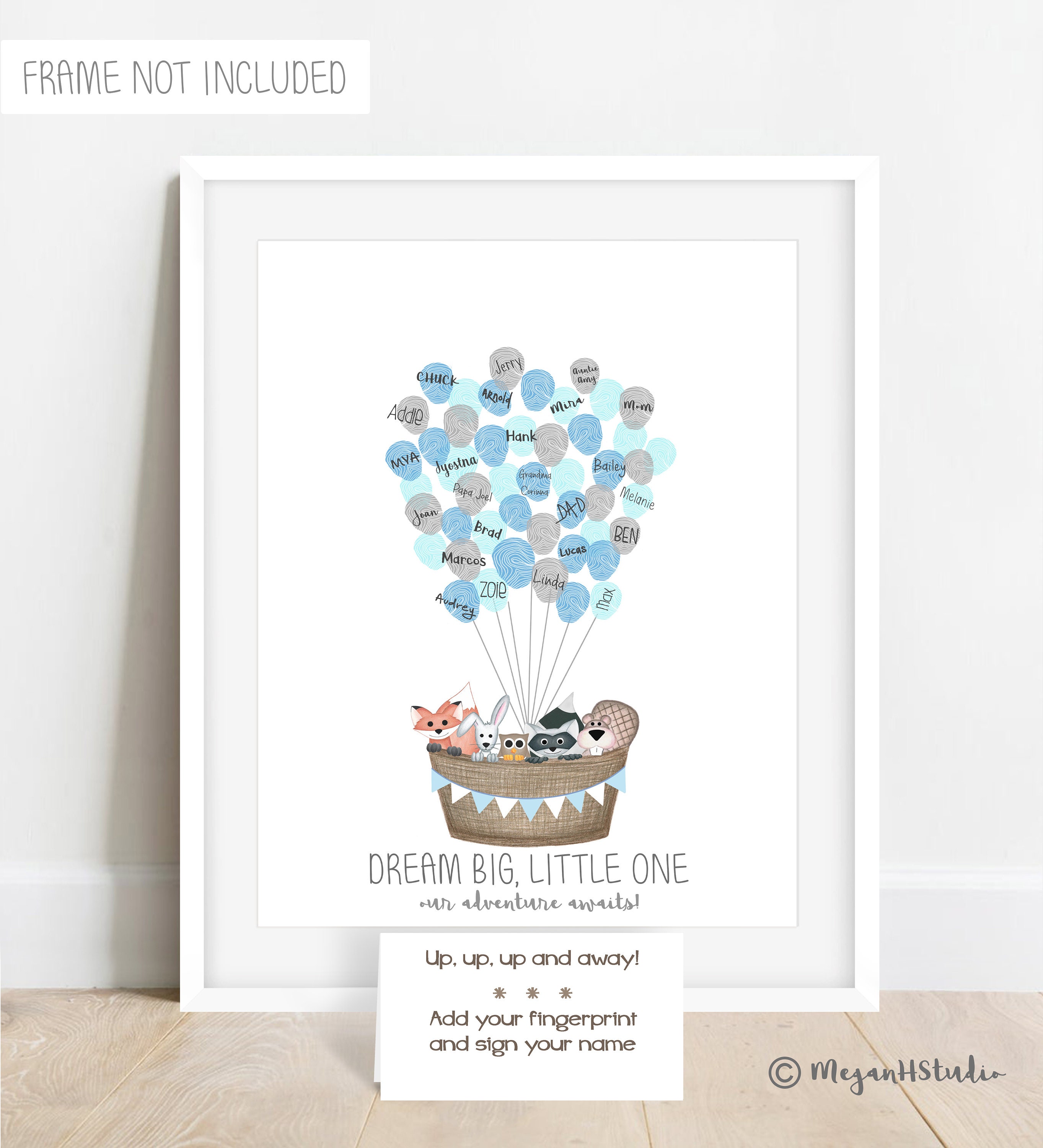 Hot Air Balloon Fingerprint Poster Woodland Thumb Print | Etsy Australia