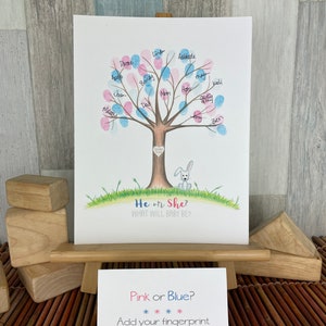 INSTANT DOWNLOAD Bunny Gender Reveal Party, Fingerprint Tree, Gender ...