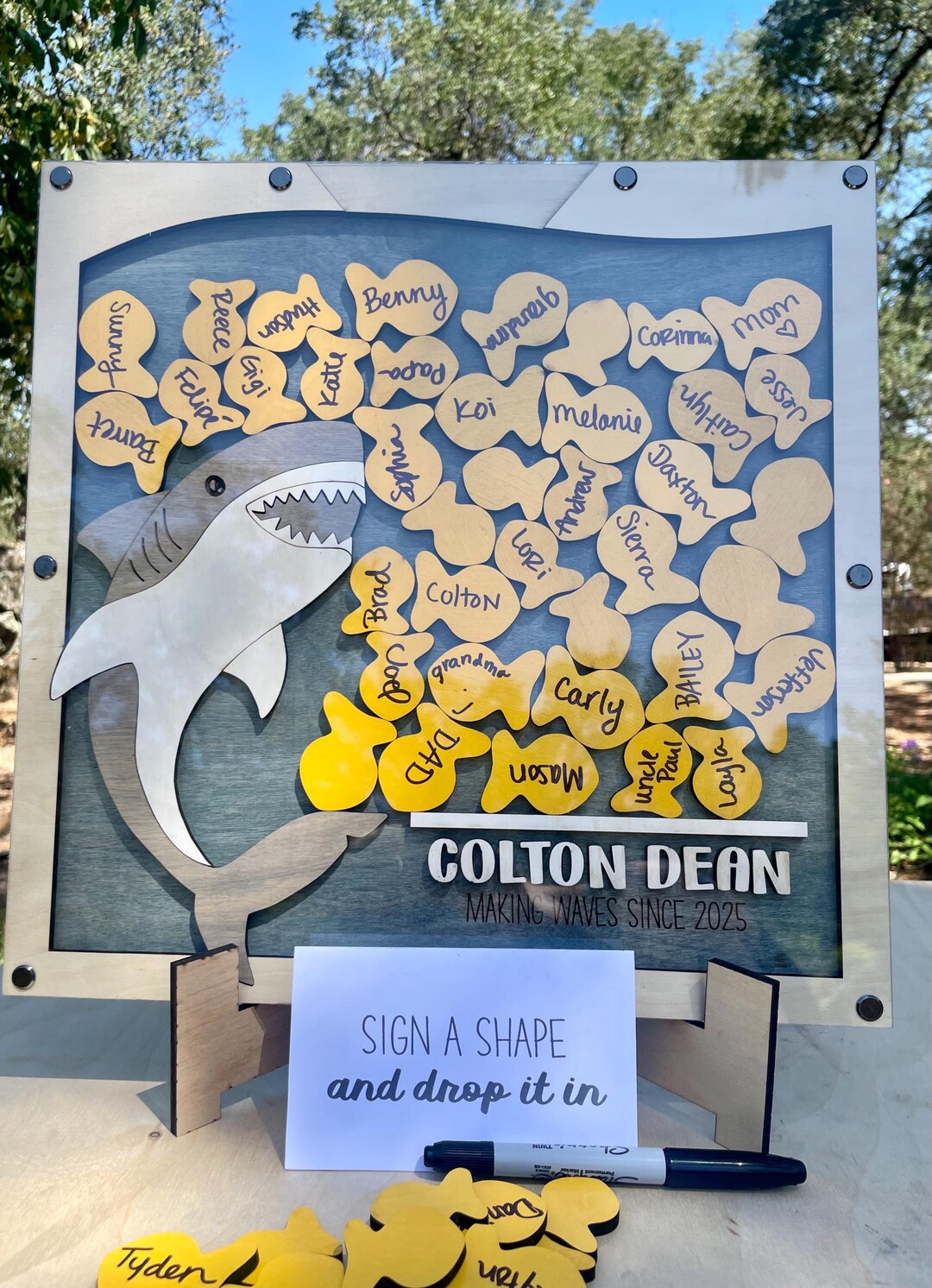 3D Shark Theme Drop Box Signature Frame Guestbook Alternative, Shark ...