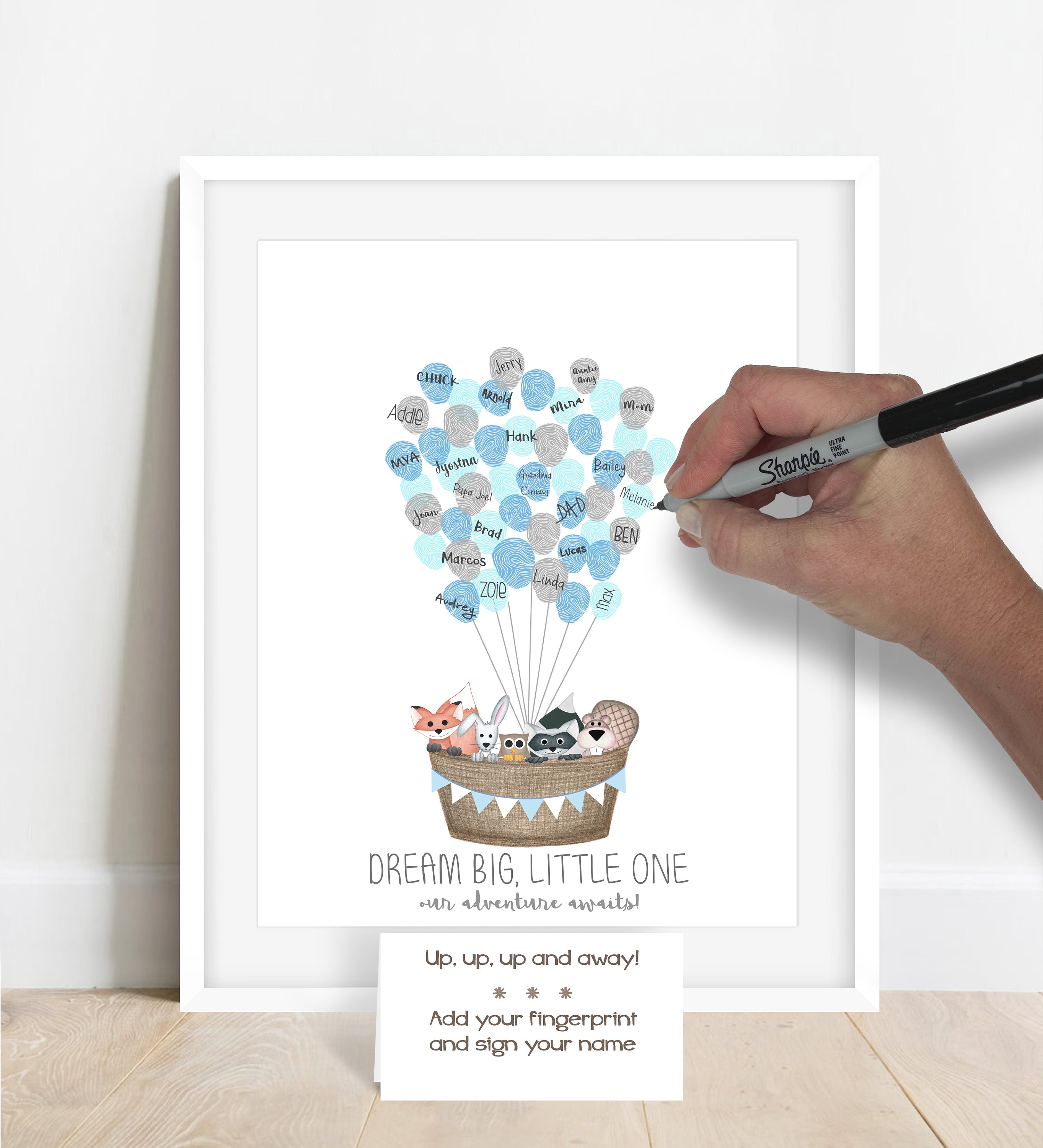 Hot Air Balloon Fingerprint Poster Woodland Thumb Print - Etsy Australia