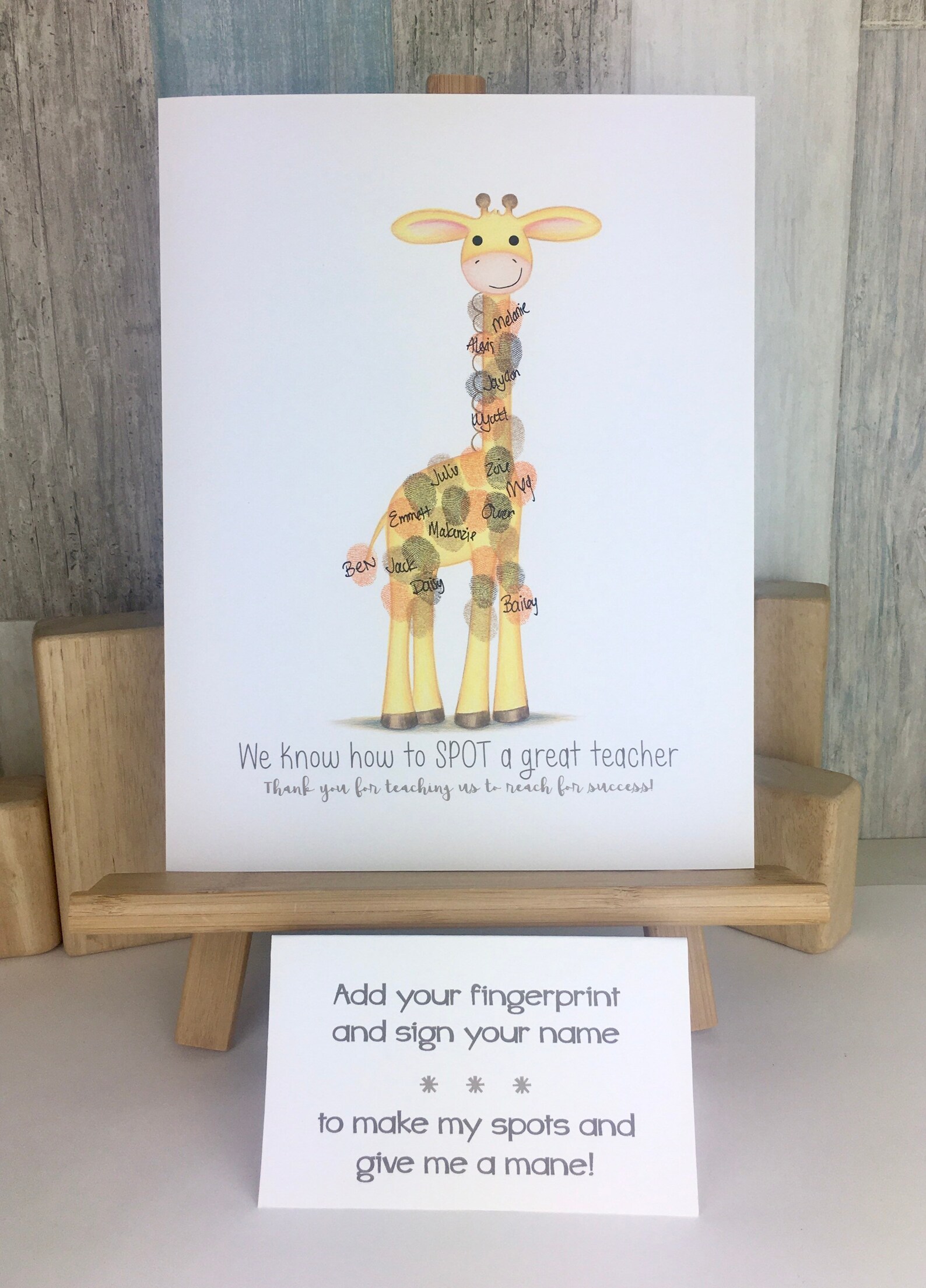 INSTANT DOWNLOAD thumbprint giraffe teacher appreciation | Etsy