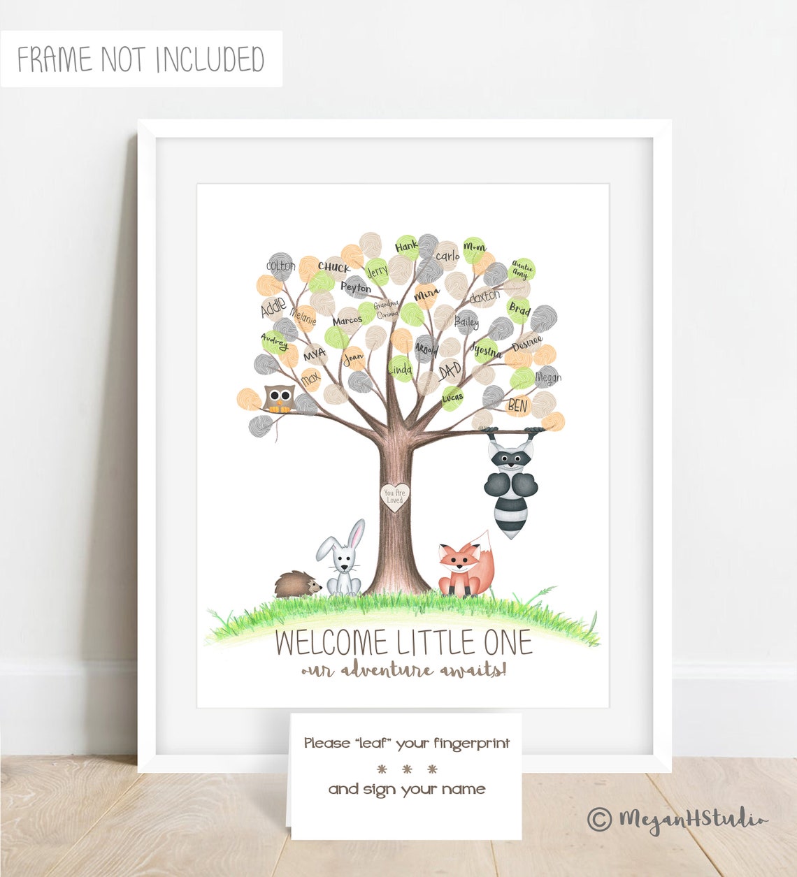 INSTANT DOWNLOAD Woodland Animal Baby Shower Fingerprint Tree | Etsy