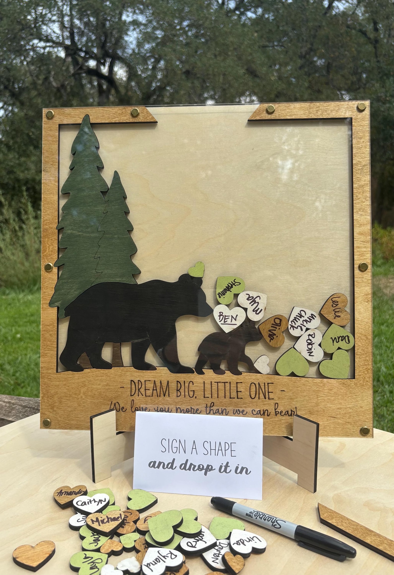 Bear Theme Drop Box Signature Frame, Black Bear Baby Shower Ideas ...
