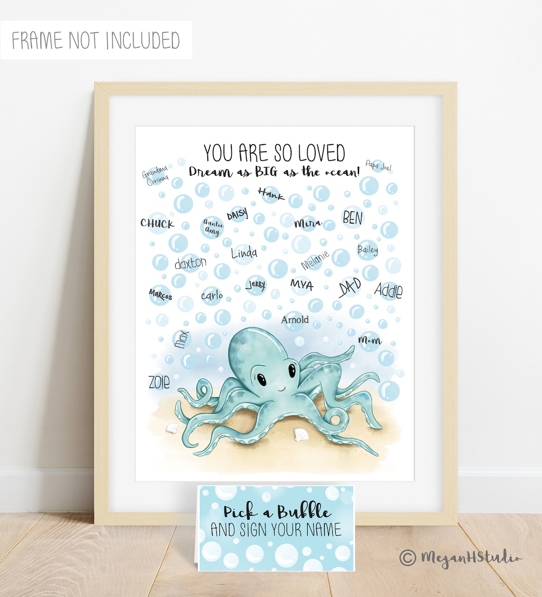 Personalized Octopus Baby Shower Signature Poster, Octopus Theme Baby ...