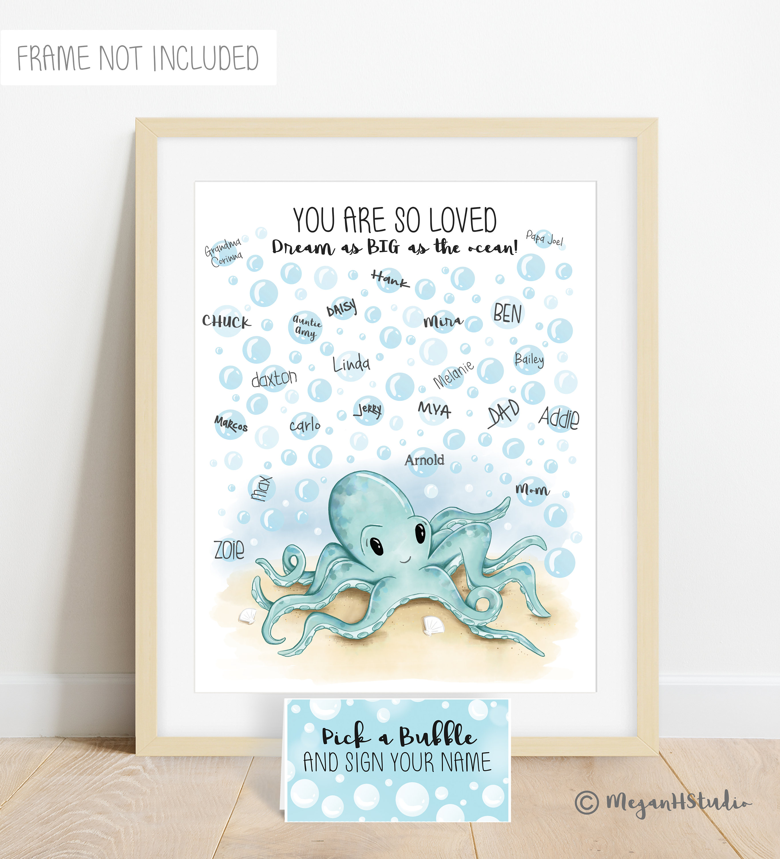 Personalized Octopus Baby Shower Signature Poster, Octopus Theme Baby ...