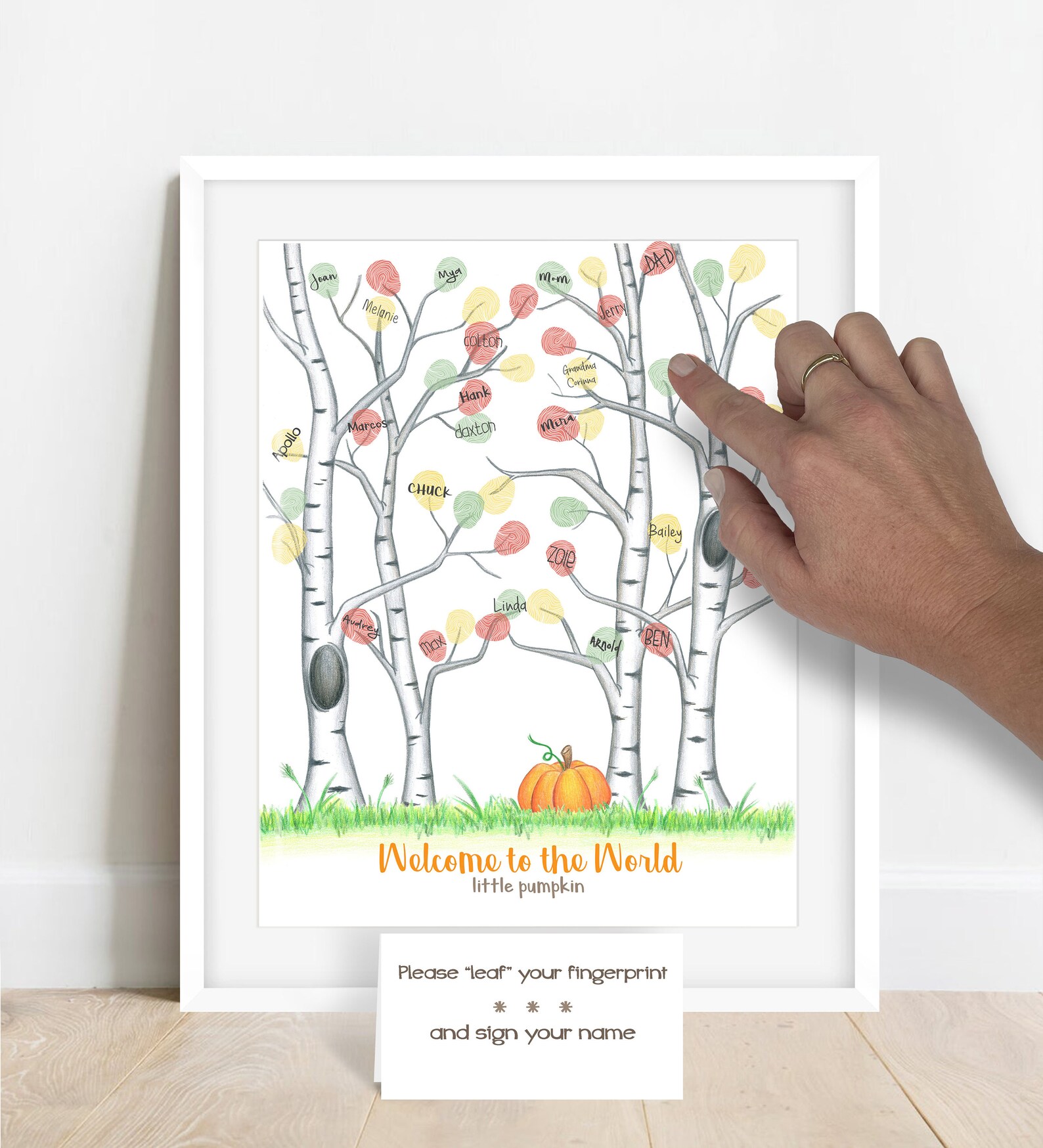 PRINTABLE Fall Fingerprint Birch Tree Nursery Happy Fall - Etsy